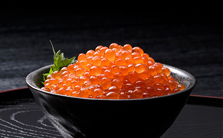 Salmon roe pickled in soy sauce: Delicious!! Japanese food